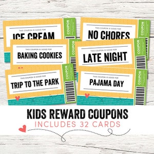 Kids Reward Coupons - Love Coupons - Instant Download - Printable - Etsy