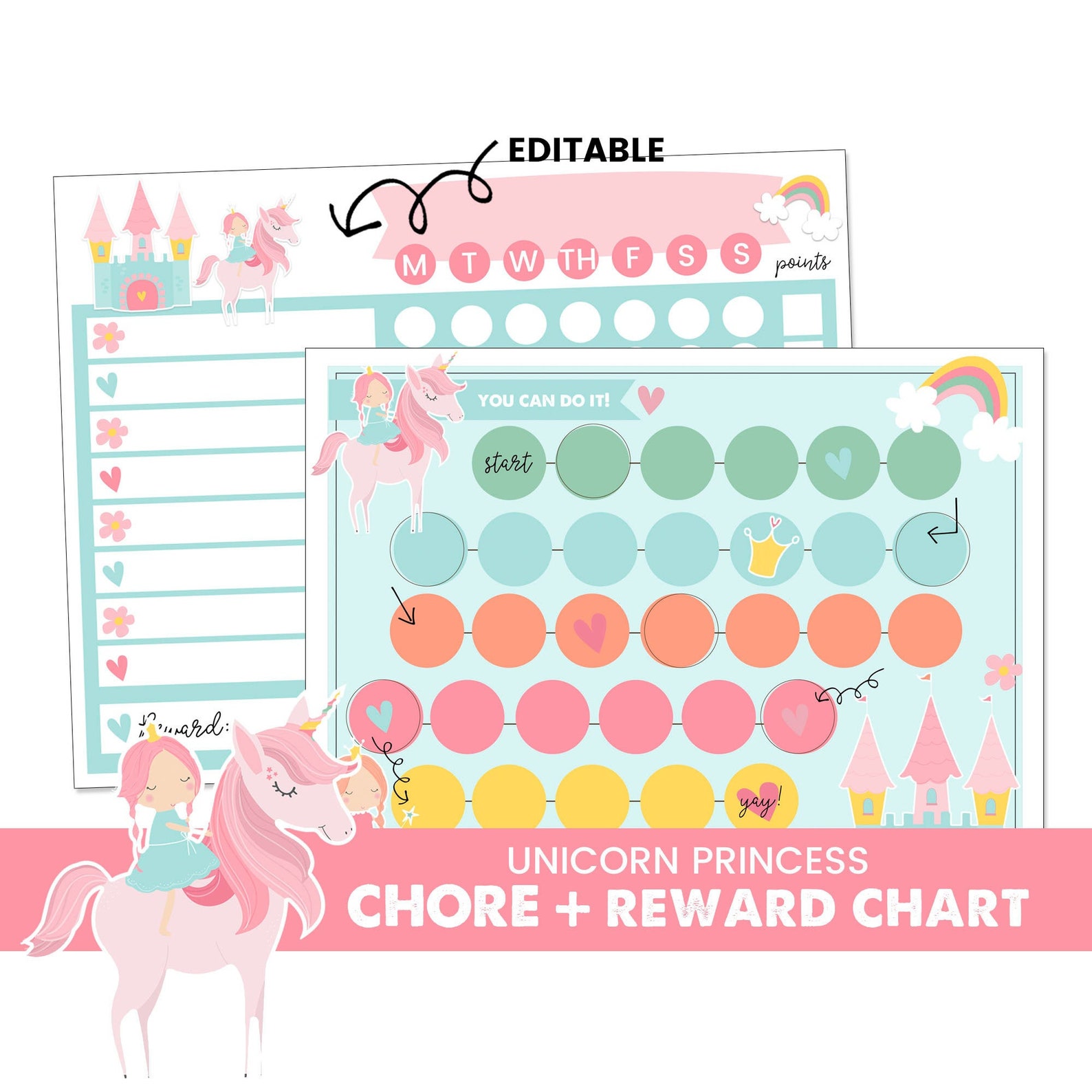 Unicorn Princess Chart Kids Reward Chart Kids Chore Chart - Etsy