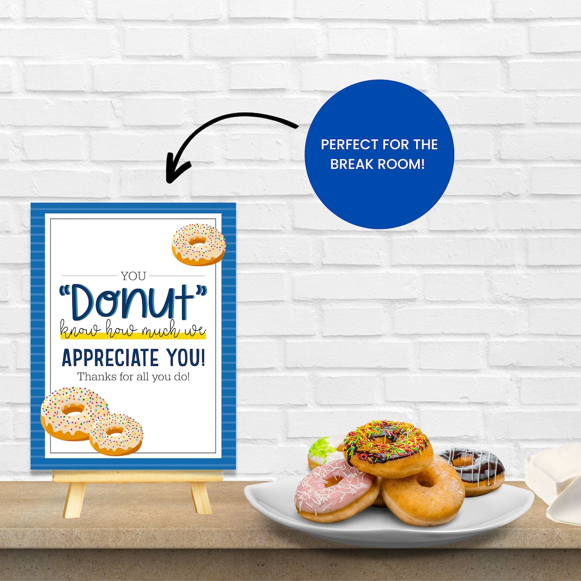 Donut Poster, Staff Appreciation Poster, Break Room Sign, Snack Table ...