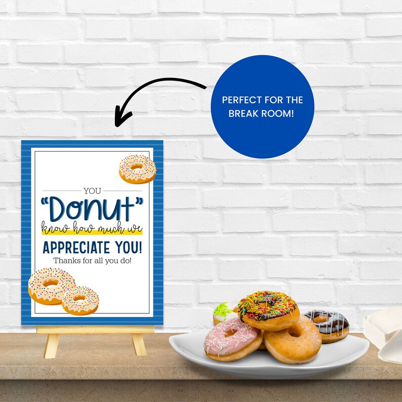 Donut Poster, Staff Appreciation Poster, Break Room Sign, Snack Table ...