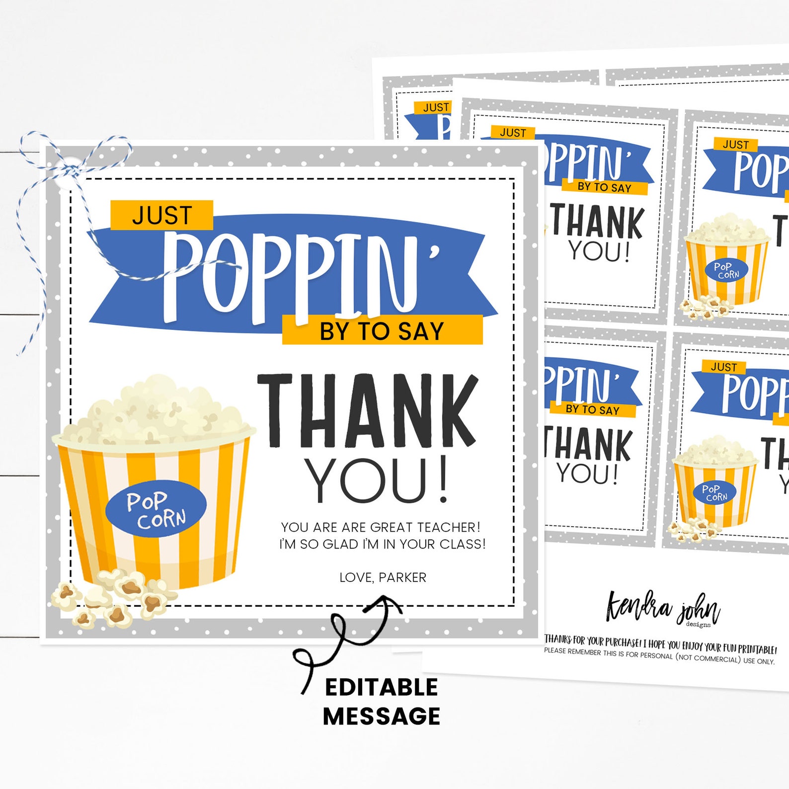 Thank You Treat Tag Teacher Appreciation Printable Just - Etsy