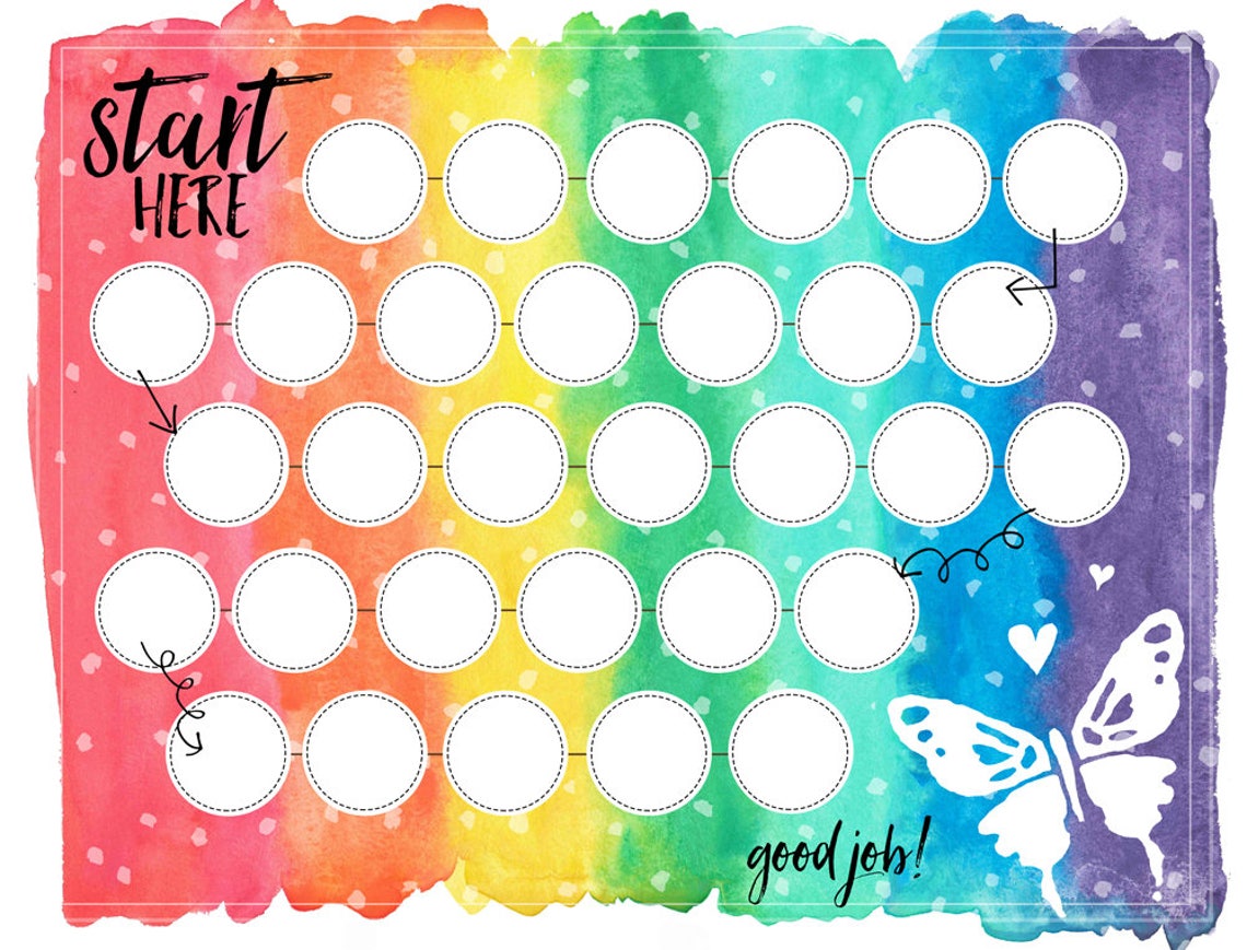 Reward Chart Printable Rainbow Butterfly Kids Chore - Etsy