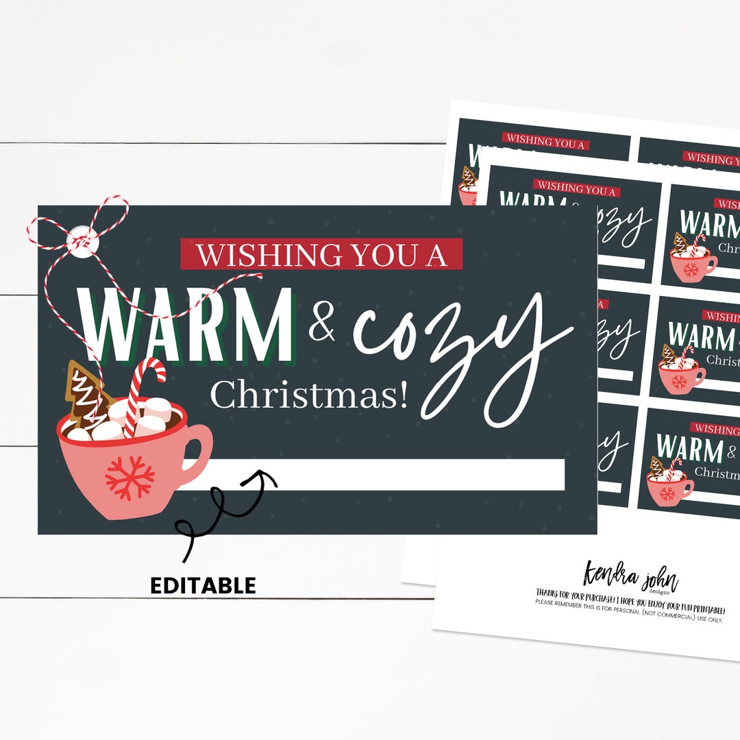 Hot Chocolate Gift Tag, Christmas Neighbor Gift, Blanket Gift Tag ...