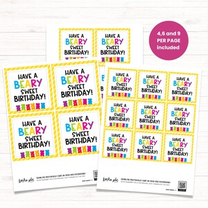 Gummy Bear Tag, Birthday Treat Tag, Primary Birthday Tag, Primary ...
