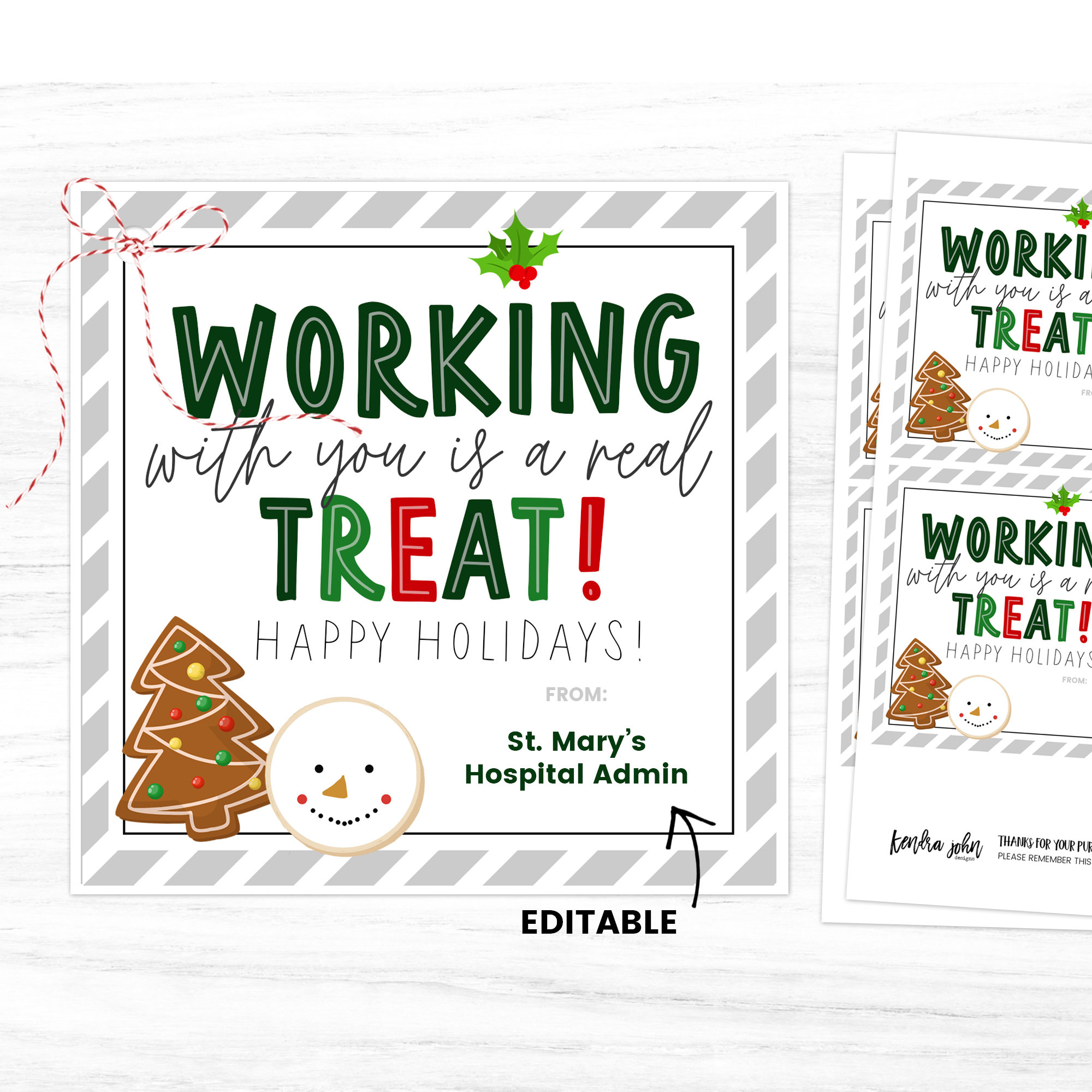 Christmas Appreciation Tag, Christmas Thank You Tag, Editable Christmas ...