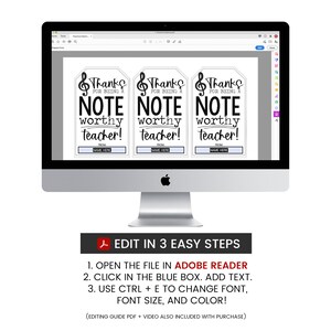 Music Teacher Gift Tag, Teacher Appreciation Printable, Piano Teacher ...