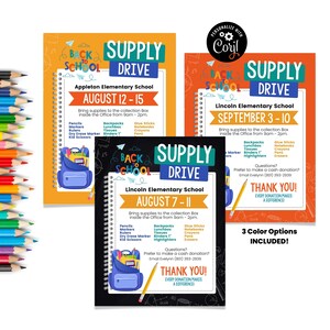 Flyer for School Supplies, School Supply Drive Flyer, Teacher Donation ...