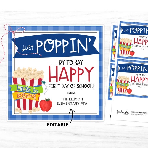 Back to School Popcorn Gift Tags Just Poppin by to Say - Etsy