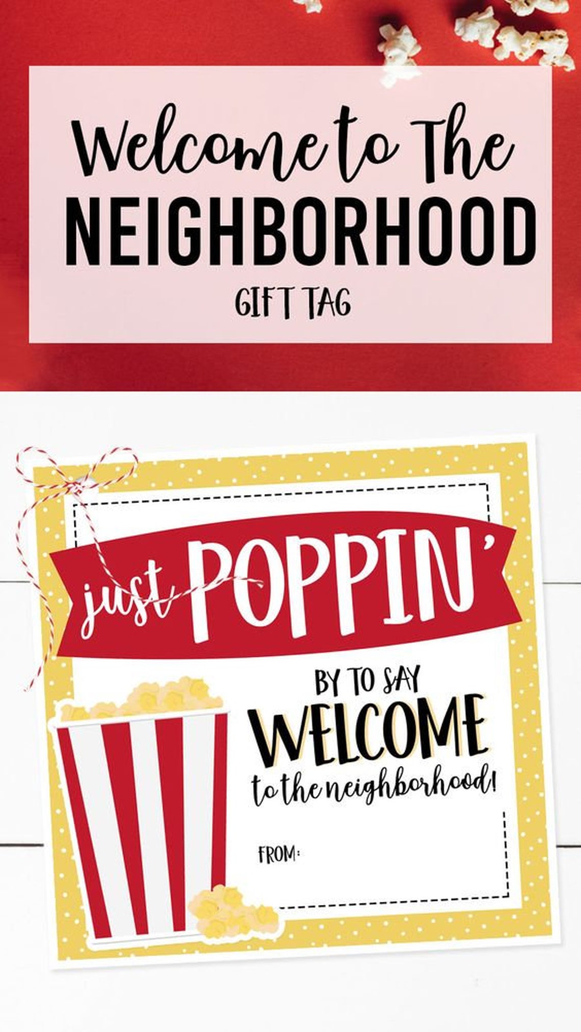 New Neighbor Gift Treat Tag Popcorn Welcome To The | Etsy