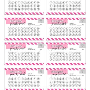 Reading Punch Card - Reward Chart - Homeschool - Reading Log - Etsy