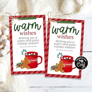 Hot Chocolate Gift Tag, Warm Wishes Gift Tag, Printable Hot Cocoa Tag ...