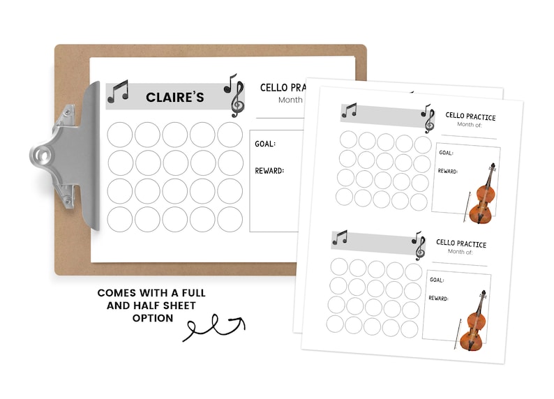 Cello Practice Chart Printable Practice Log Cello Practice - Etsy