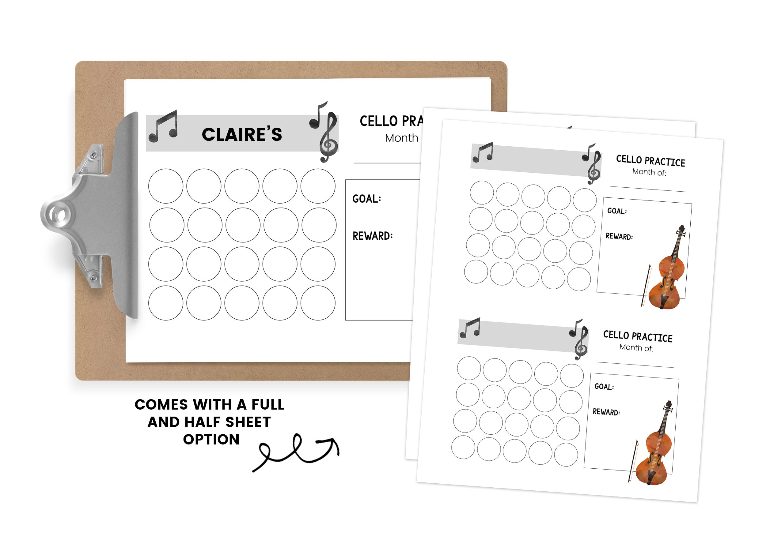 Cello Practice Chart Printable Practice Log Cello Practice - Etsy