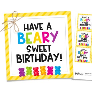 Gummy Bear Tag, Birthday Treat Tag, Primary Birthday Tag, Primary ...