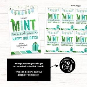 Mint Christmas Gift Tag, Christmas Staff Gift Tag, Gum Tag Christmas ...