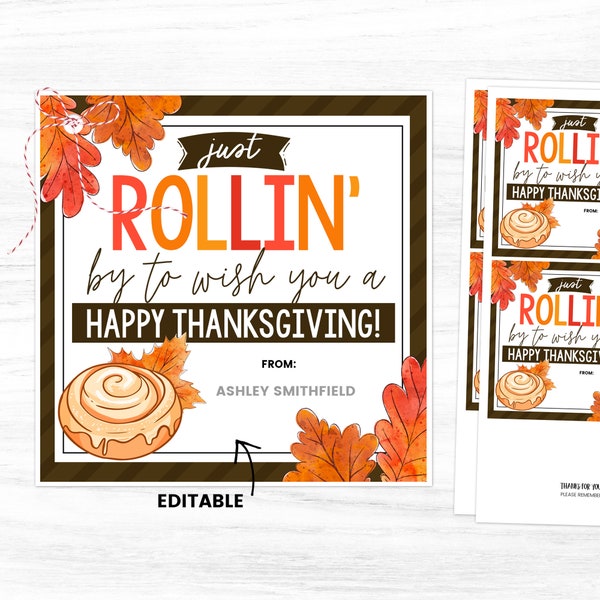 Cinnamon Roll Thank You Tag - Etsy