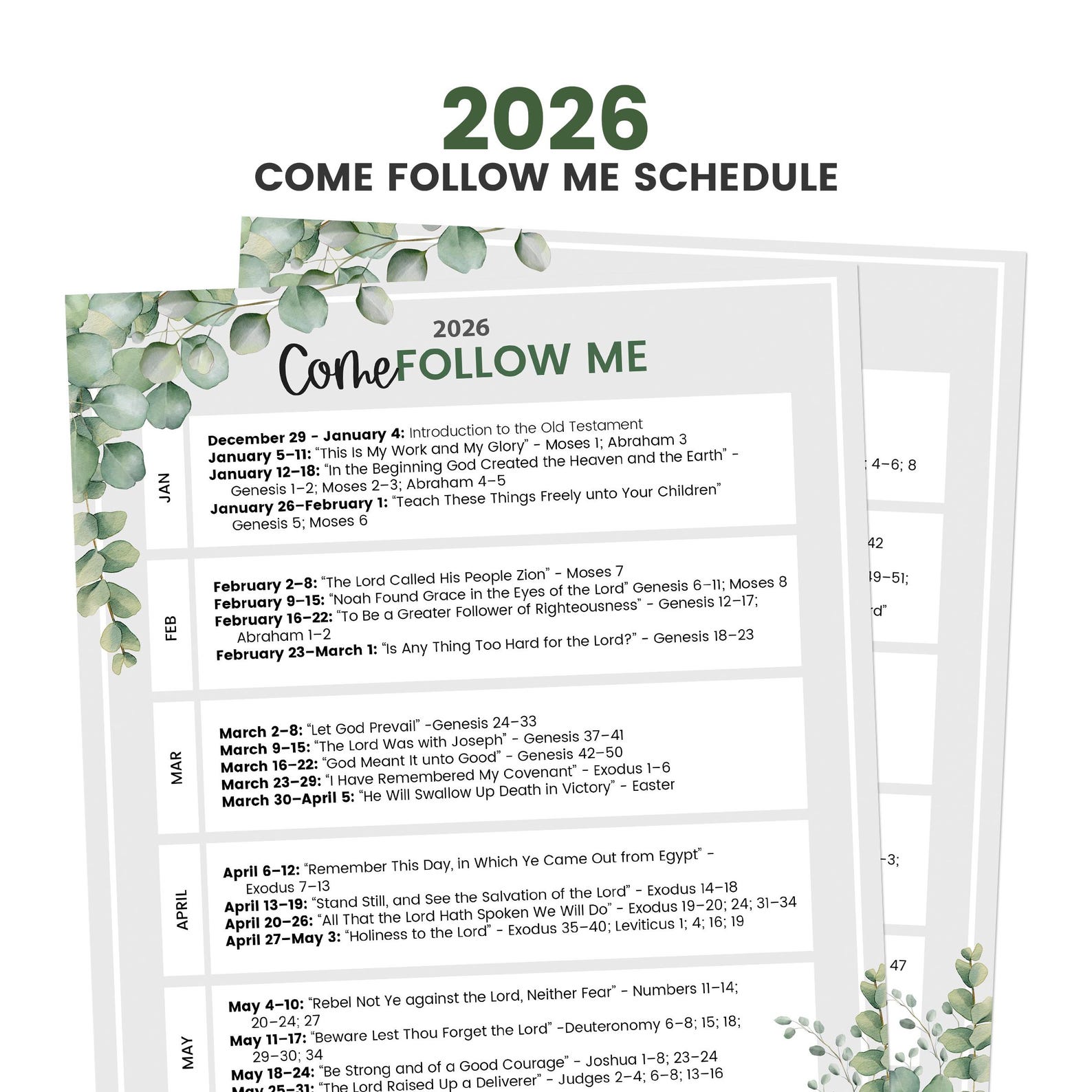 2026 Come Follow Me Schedule: LDS Old Testament Reading (PDF Download ...