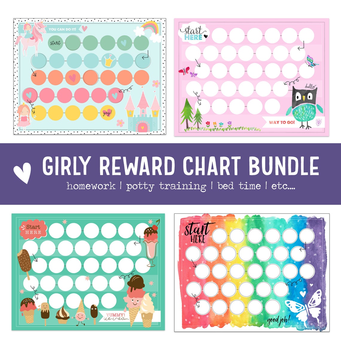 Buy Girls Reward Chart BUNDLE Habit Tracker Responsibility Online in ...