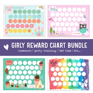 Girls Reward Chart BUNDLE - Habit Tracker - Responsibility Chart - Etsy