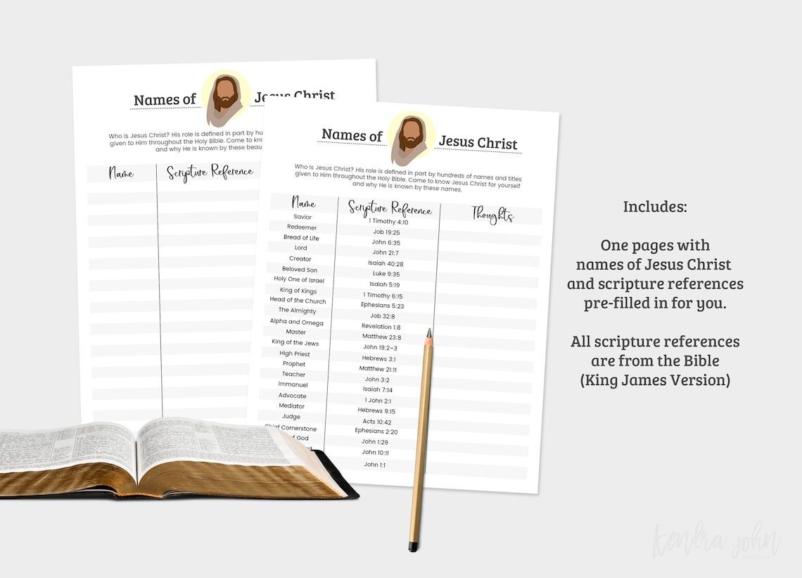 Names of Jesus, Lesson on Jesus Christ, Bible Study Worksheet, Sunday ...