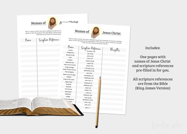 Names Of Jesus Lesson On Jesus Christ Bible Study Worksheet Etsy