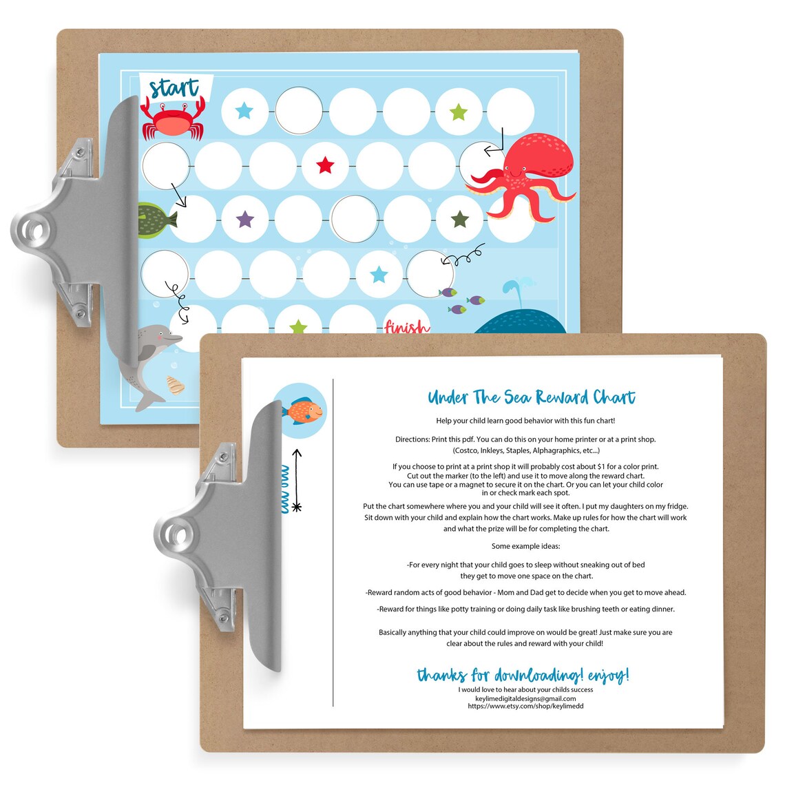 Kids Reward Chart Behavior Chart for Kids Under the Sea | Etsy