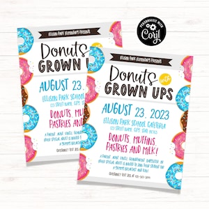 Donuts With Grown Ups, Pastries With Parents Flyer, Donuts With Dads ...