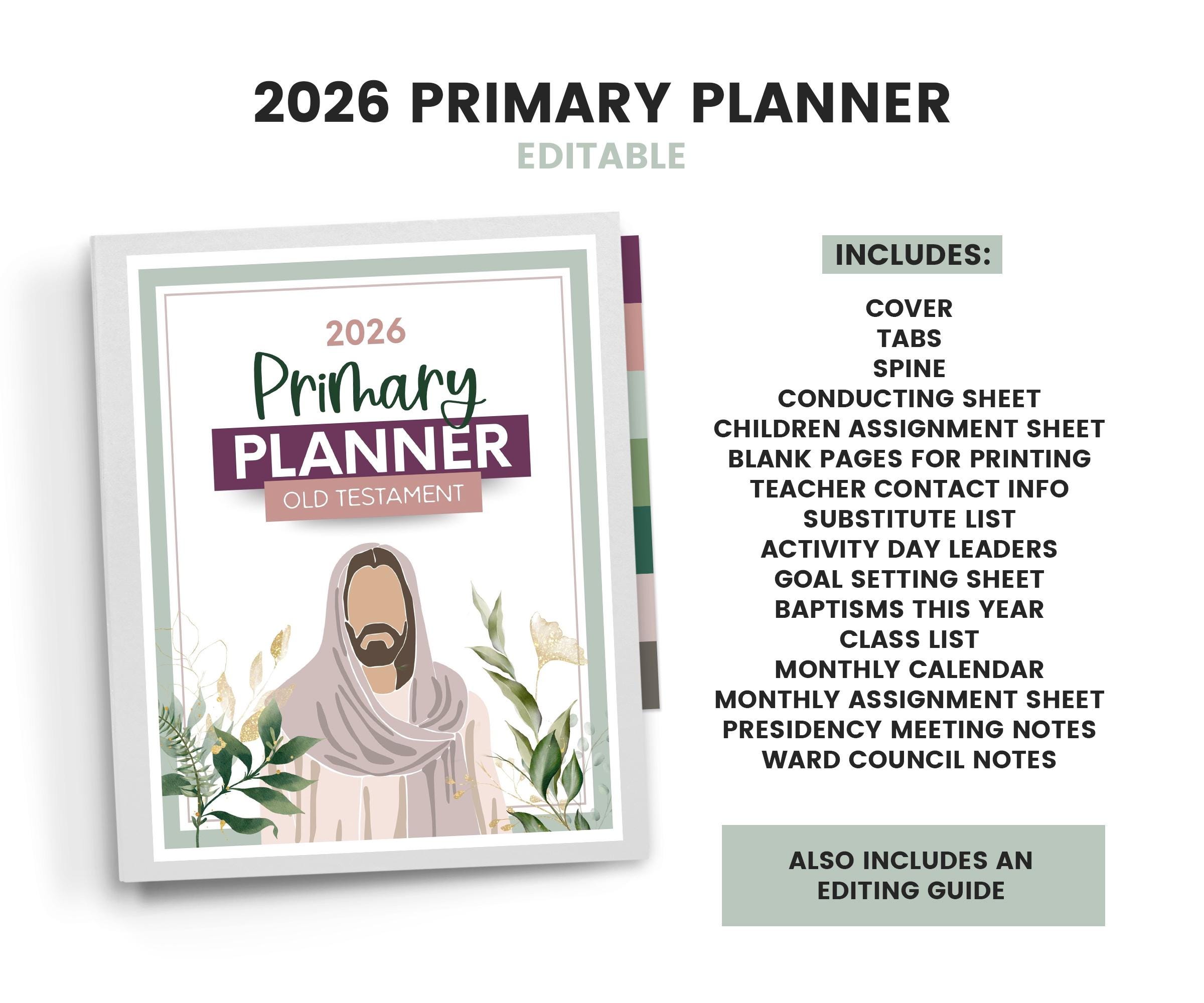 2026 LDS Primary Planner, Editable Binder for Primary Presidency, 2026 ...