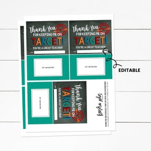 On Target Printable, Teacher Appreciation Gift Card Holder, Teacher ...