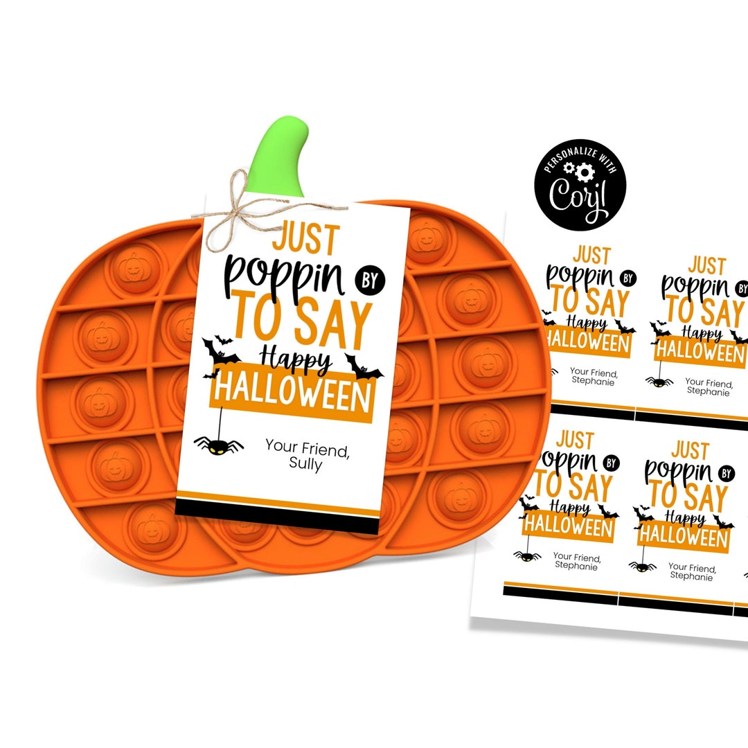 Pop It Halloween Tag, Class Halloween Gift, Just Poppin By, Non Candy ...