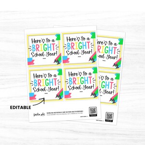 Highlighter Gift Tag, Bright School Year, Back to School Gift Tag ...