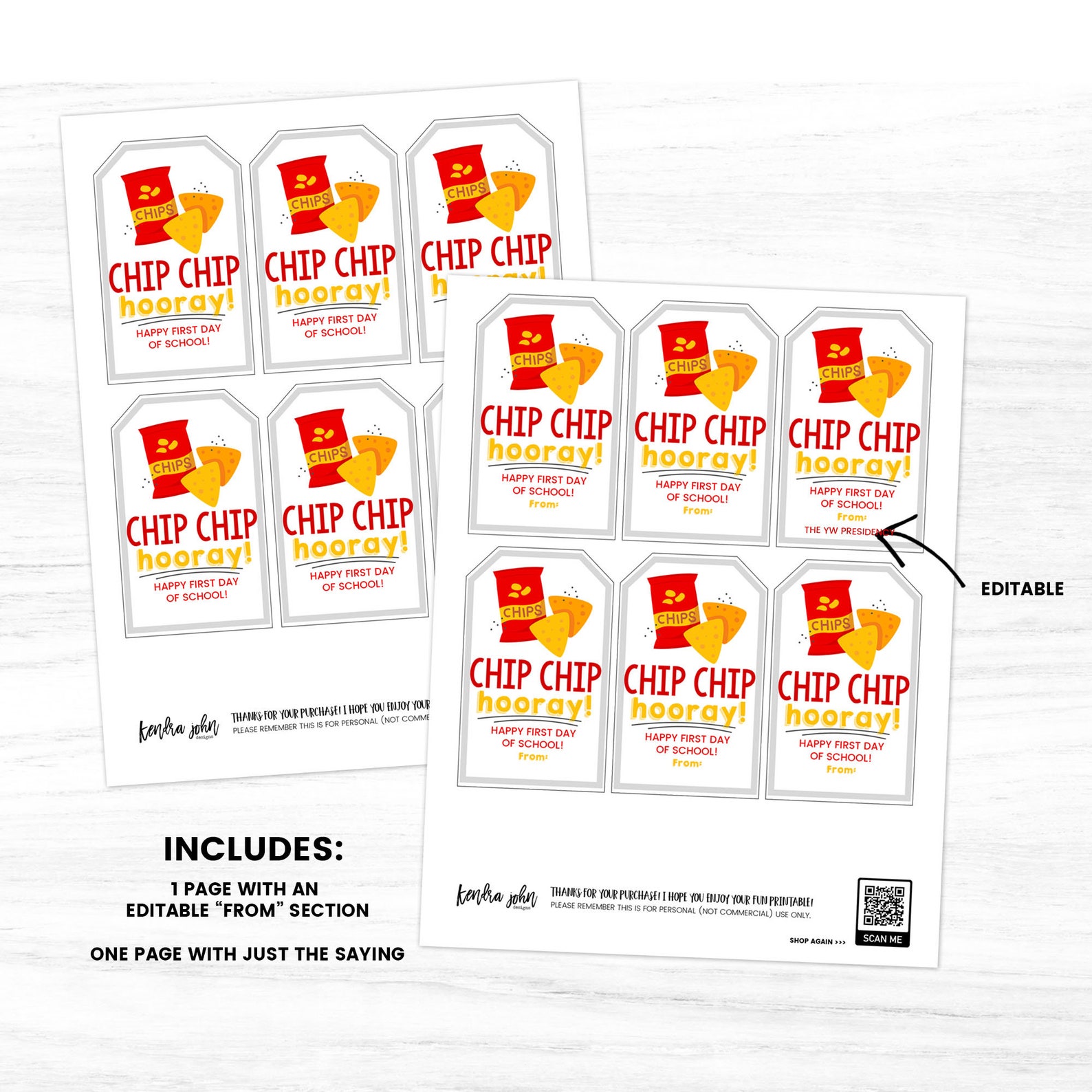 Back to School Gift Tag Chip Gift Tag Classroom Treat Tag - Etsy