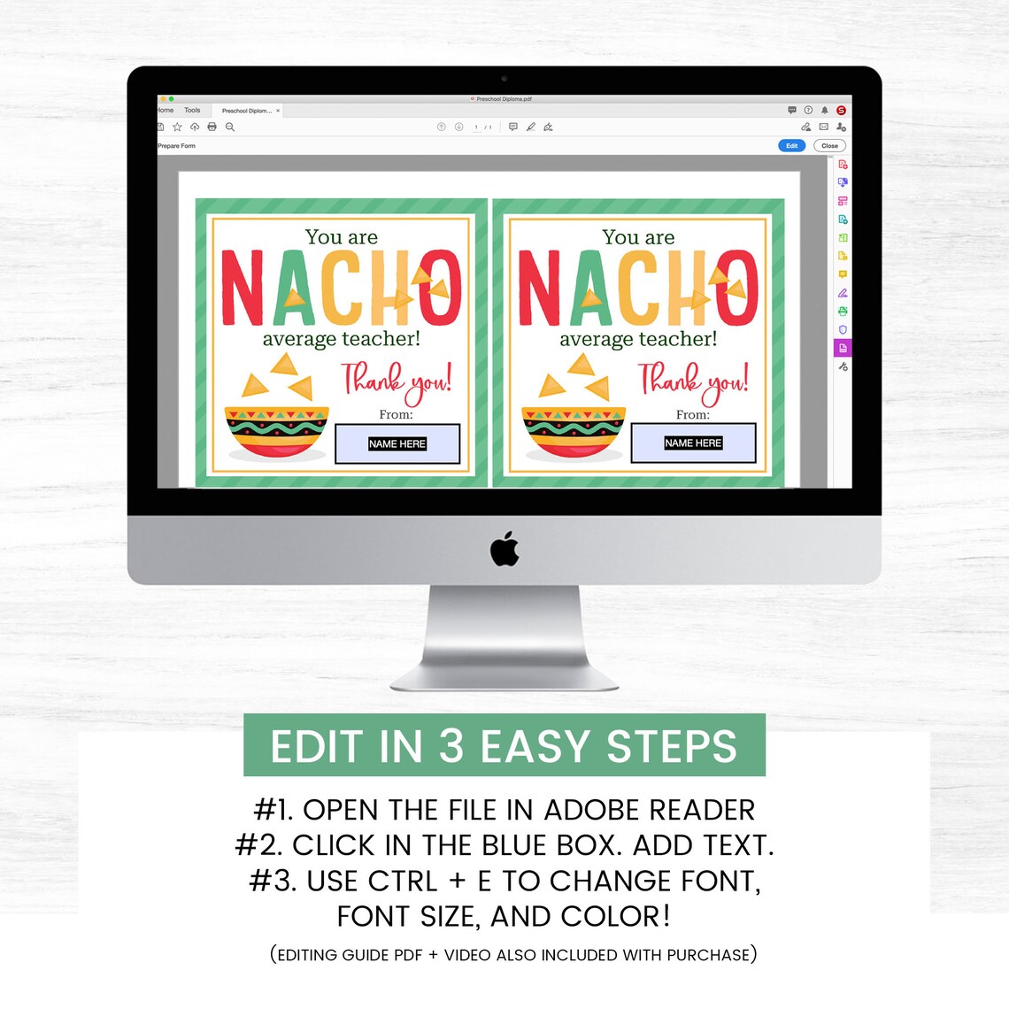 Nacho Average Teacher Tag Teacher Gift Tag Teacher - Etsy