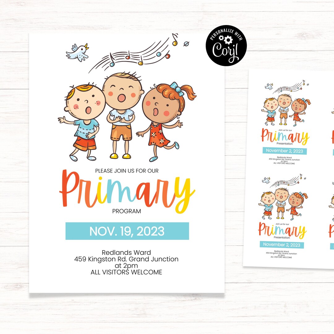 Primary Program Invite, Primary Presentation Invitation, LDS Primary ...