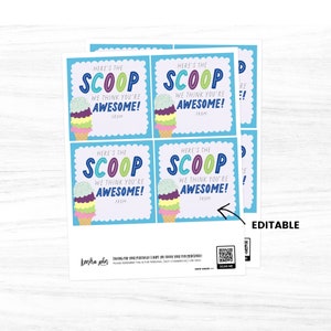 Ice Cream Gift Tag, Staff Appreciation Printable, Employee Appreciation ...