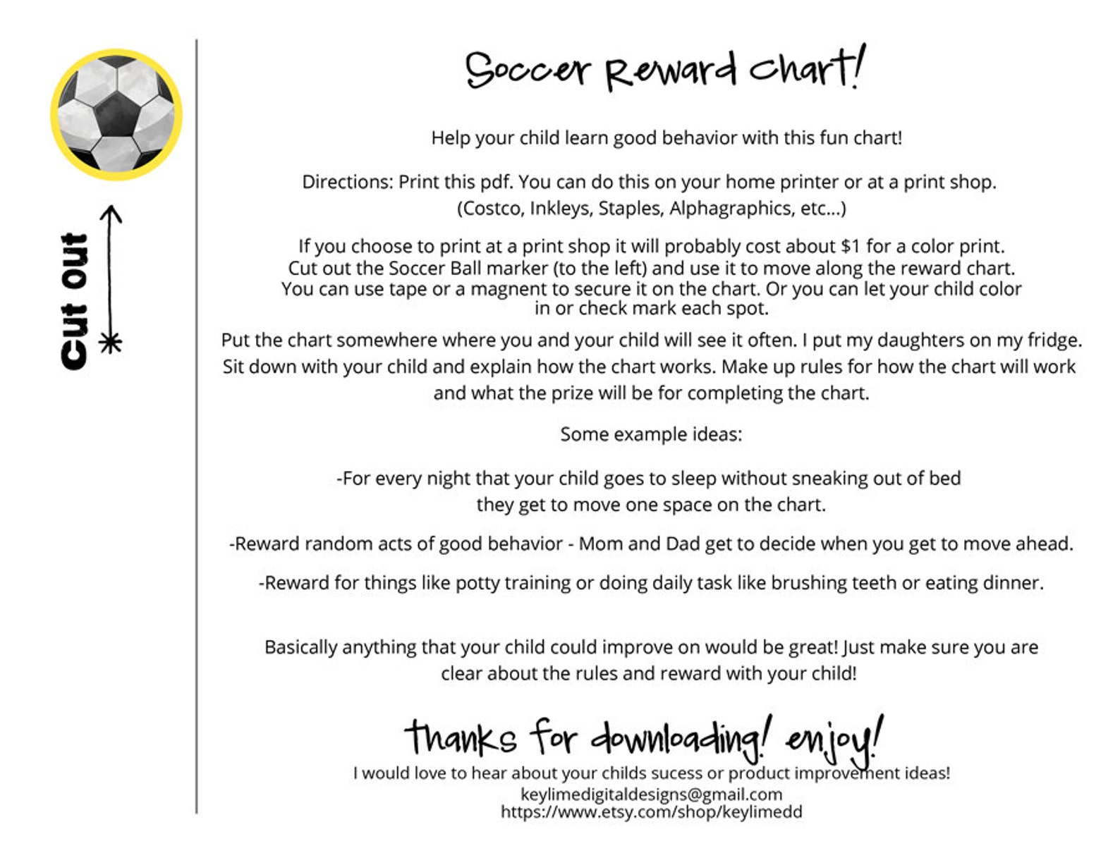 Kids Reward Chart Soccer Printable Kids Chore Chart - Etsy