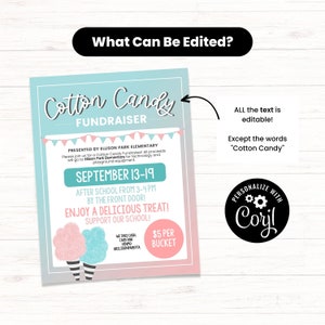 Cotton Candy Flyer, School Fundraiser Flyer, PTA School Fundraiser ...
