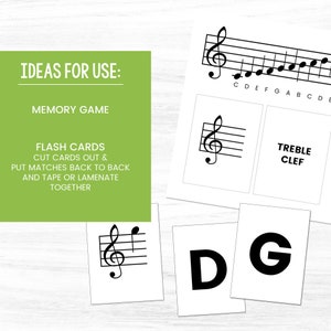 Music Note Memory Game, Music Flashcards, Note Reading Flashcards ...