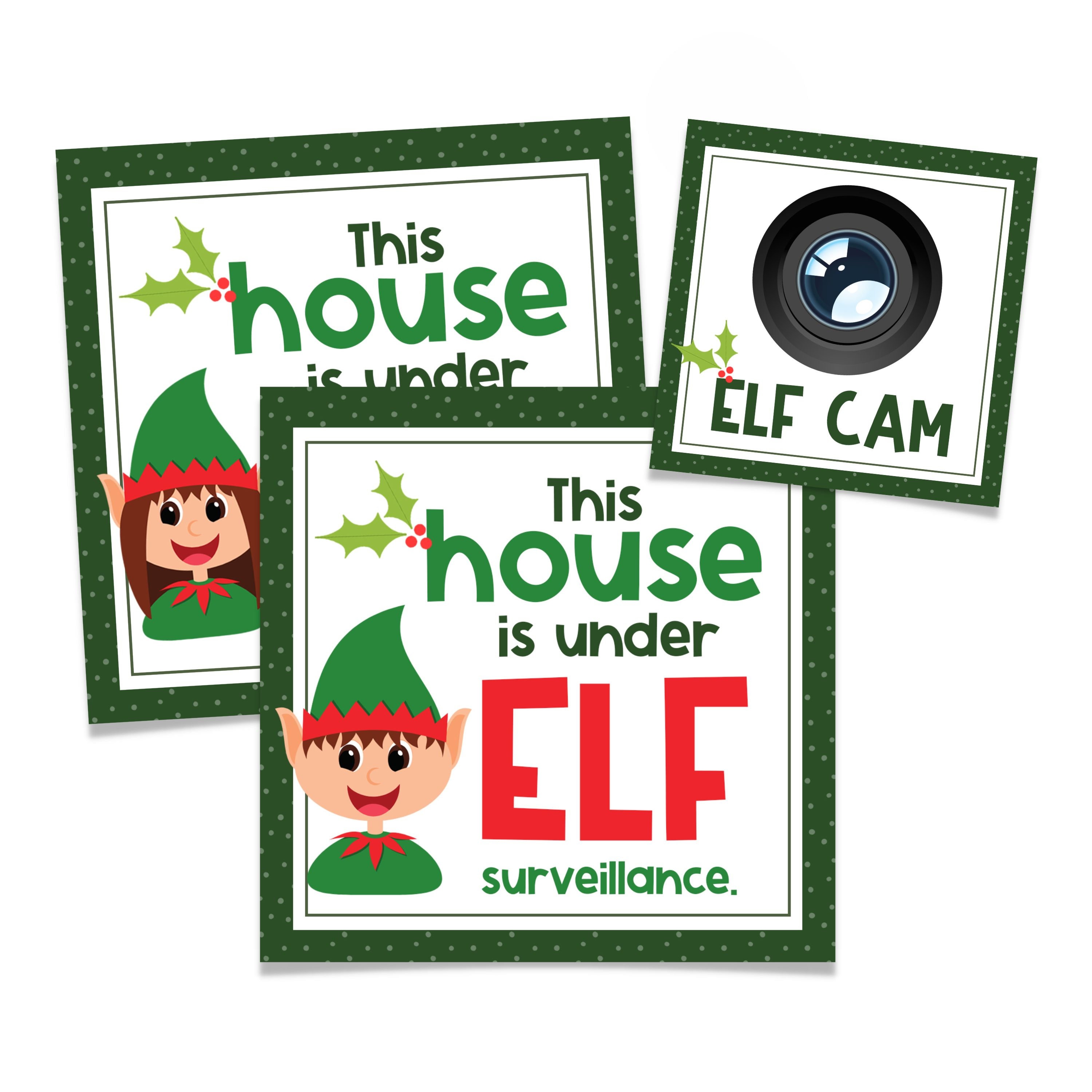 Elf Surveillance Sign, Elf Cam, Elf Watching, Elf Printable, Elf ...