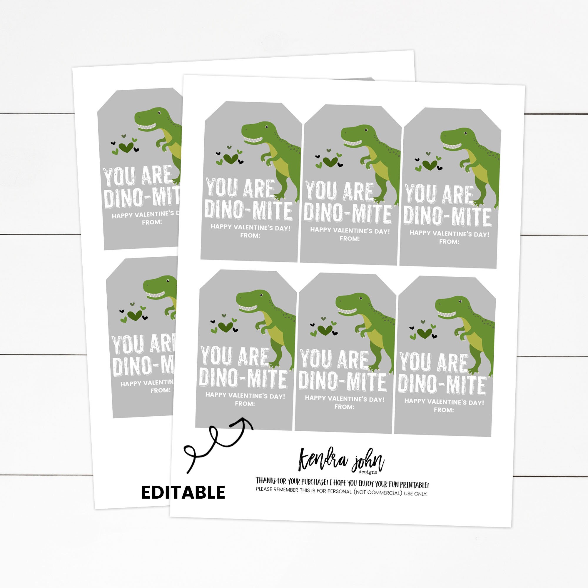 Dinosaur Valentine Tag Dino Mite Valentine Boys Valentine | Etsy