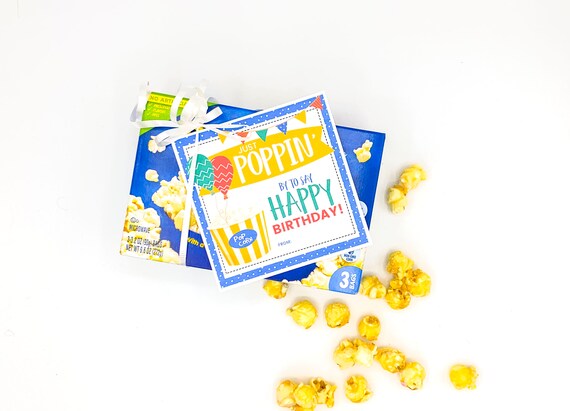 Popcorn Gift Tag Happy Birthday Treat Tag Just Poppin' | Etsy