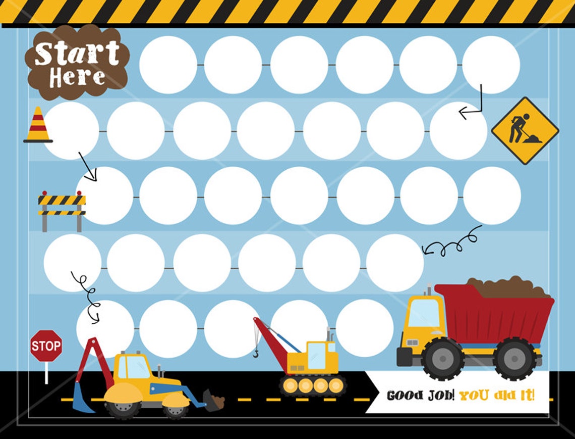 Construction Truck Chart Printable Reward Chart Kids Chore - Etsy