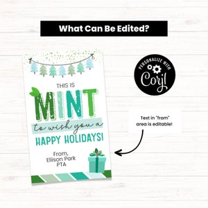 Mint Christmas Gift Tag, Christmas Staff Gift Tag, Gum Tag Christmas ...