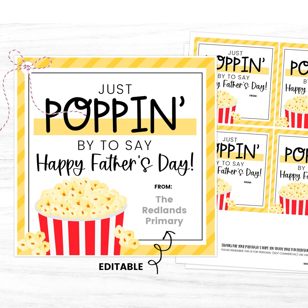 Fathers Day Popcorn Tag, Fathers Day Handout, Fathers Day Gift ...