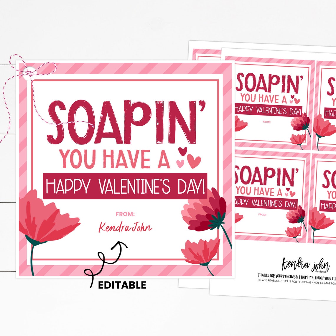 Hand Soap Gift Tag Valentines Soap Tag Teacher Valentine | Etsy