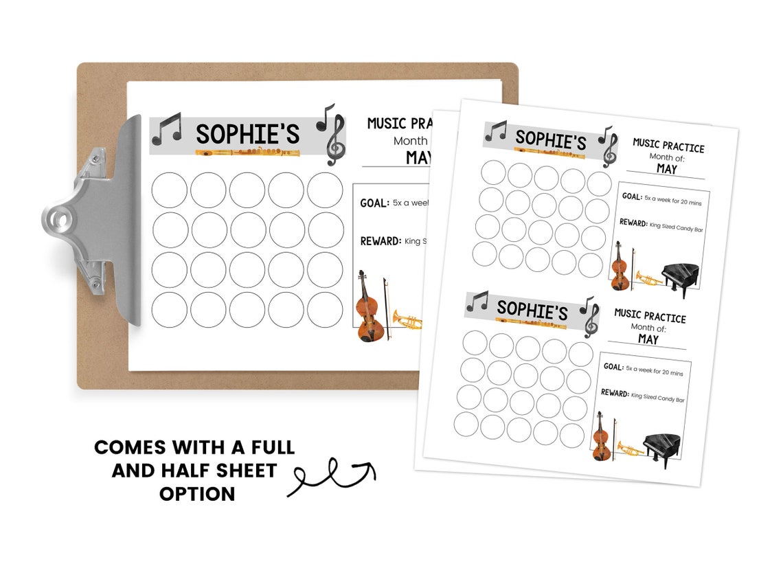 Voice Practice Chart Printable Practice Log Violin Practice | Etsy