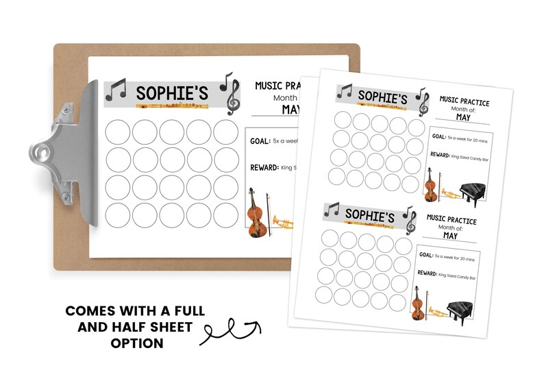 Voice Practice Chart, Printable Practice Log, Violin Practice Tracker ...