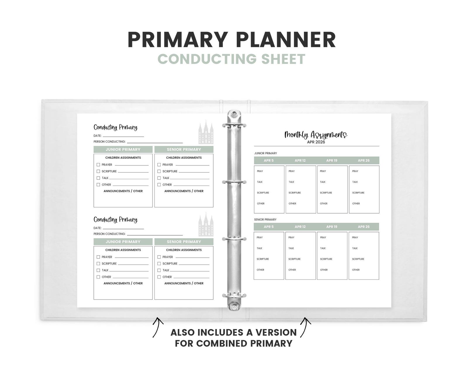 2026 LDS Primary Planner: Editable Binder for Primary Presidency (PDF ...