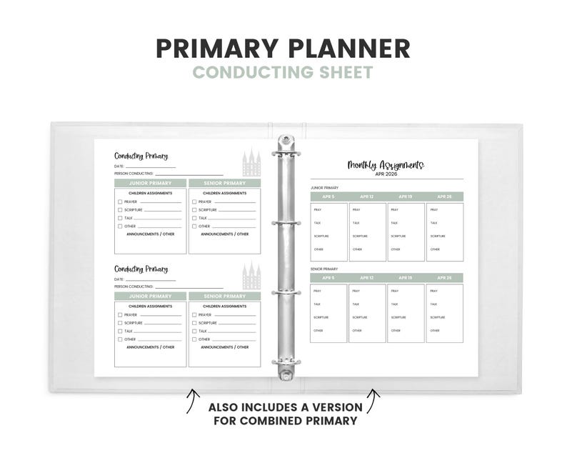 2026 LDS Primary Planner: Editable Binder for Primary Presidency (PDF ...