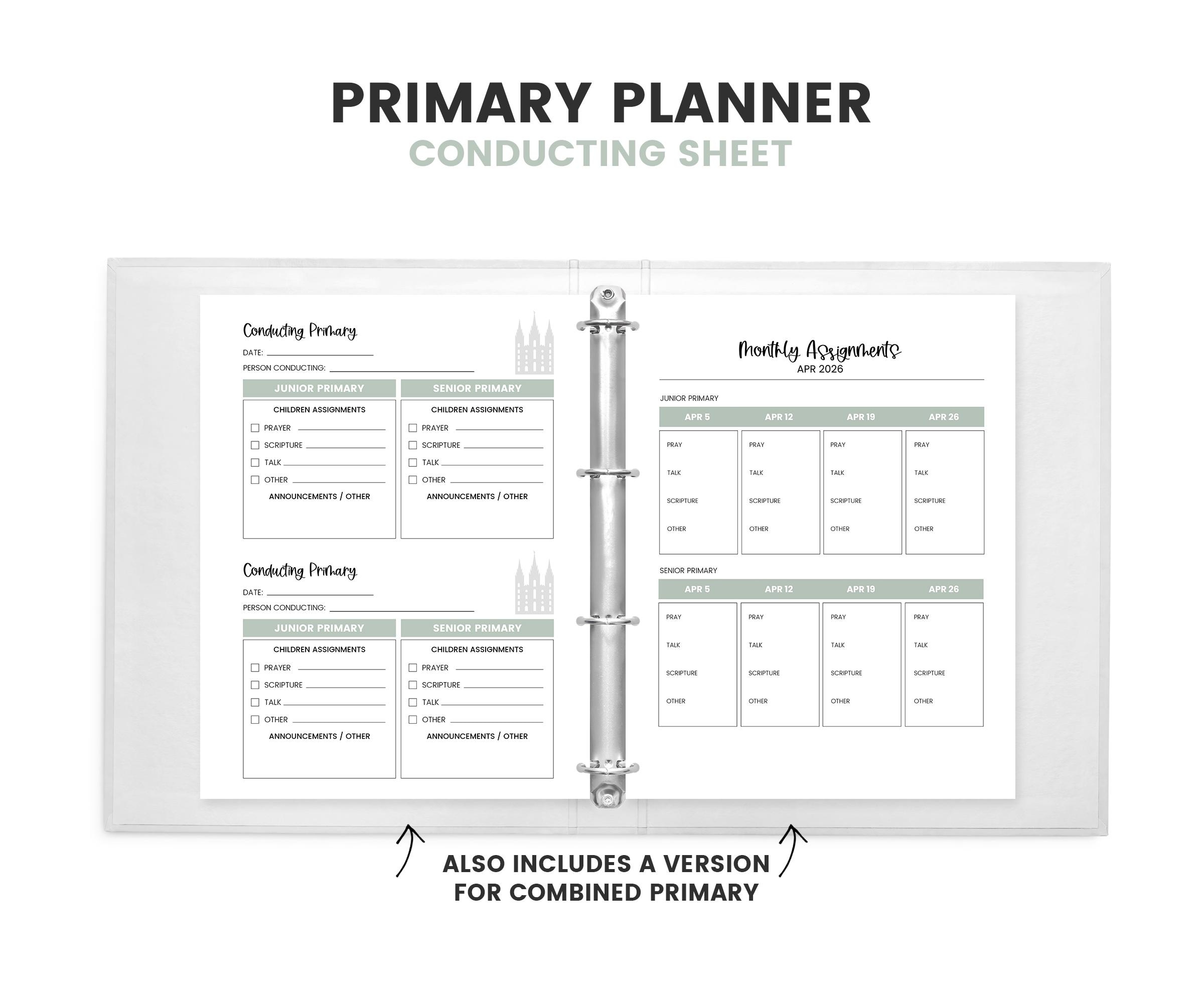 2026 LDS Primary Planner, Editable Binder for Primary Presidency, 2026 ...
